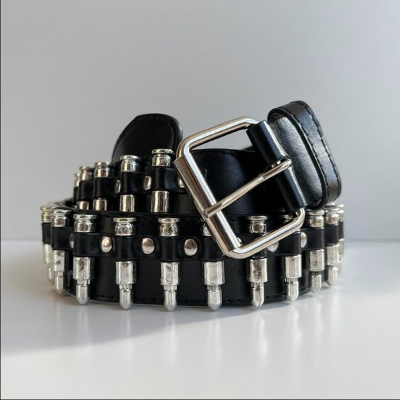 Accessories | Y2k 200s Bulletstudded Black Belt | Poshmark
